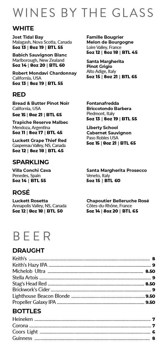 Bar Menu | 5 Fishermen Restaurant