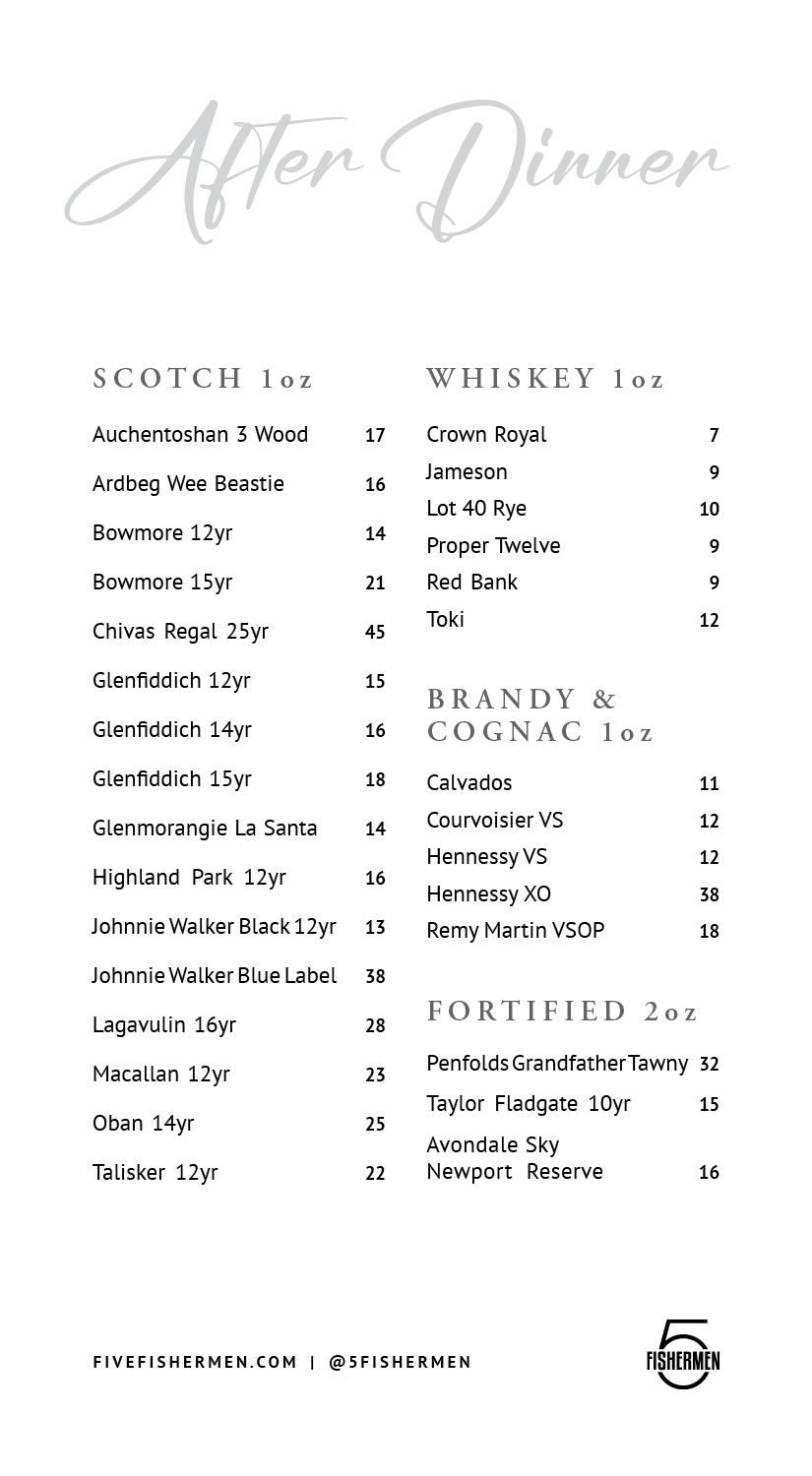 After Dinner Drinks | Scotch, Whiskey, Brandy & Digestifs